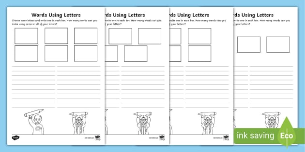 Words Using Letters Worksheet (teacher made) - Twinkl