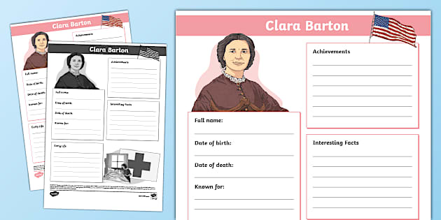 Clara Barton Fact File Template (teacher made) - Twinkl