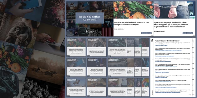 Would You Rather Ice Breaker Cards Activity Pack 1 | Beyond