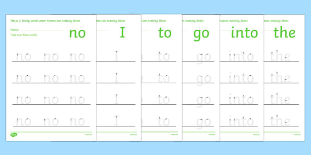 Phase 2 Tricky Words Letter Formation Activity - Twinkl