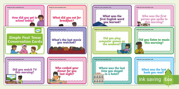 ESL Simple Past Tense Conversation Cards (teacher made)