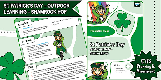 Foundation Stage Outdoor Learning St Patrick's Day Shamrock Hop