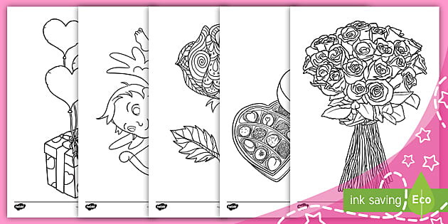 Valentine's Day Colouring Pages (teacher made) - Twinkl
