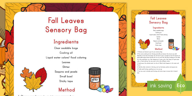 Fall Leaves Sensory Bag - sensory bag, fall, autumn, special education