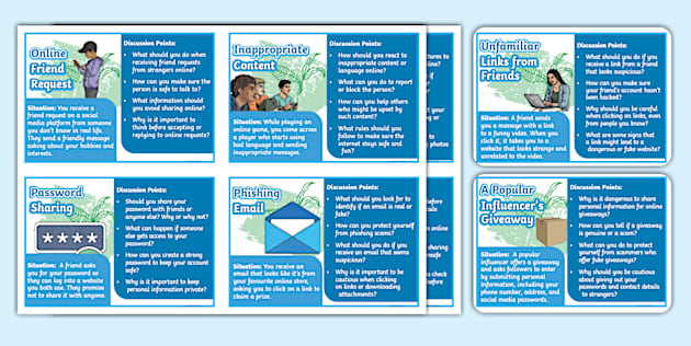 Digital Safety Discussion Cards (teacher made) - Twinkl