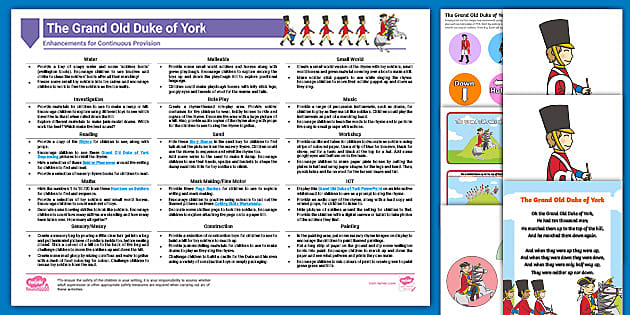 EYFS The Grand Old Duke of York Continuous Provision Planning Ideas ...
