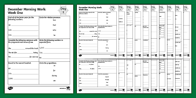 Fourth Grade December Morning Work Bundle (teacher made)