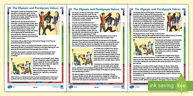 The Olympic and Paralympic Values Reading Comprehension