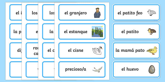 The Ugly Duckling Word Cards-Spanish (teacher made) - Twinkl