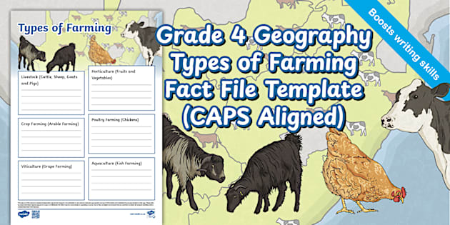 Grade 4 Geography - Types of Farming - Fact File Template (CAPS Aligned)