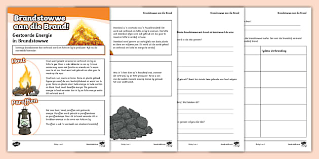 Brandstowwe aan die Brand - Aktiwiteit - Twinkl
