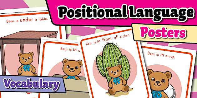 Teddy Bear Positional Language Posters - Twinkl