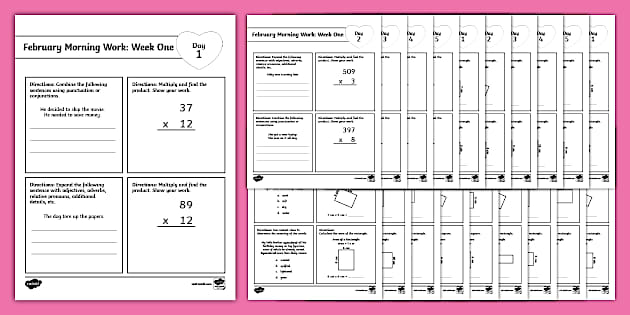 Fifth Grade February Morning Work Bundle (teacher made)