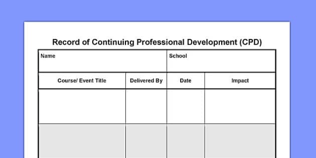 Early Years CPD | Continuous Professional Development Form