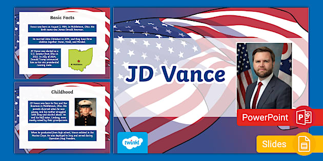 JD Vance PowerPoint & Google Slides for 6th-8th Grade