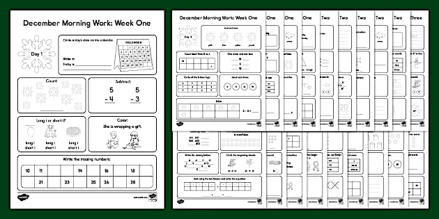 Kindergarten December Morning Work Bundle - Twinkl