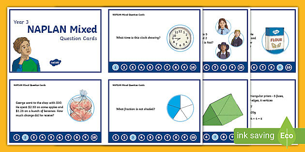 Year 3 NAPLAN Mixed Question Cards (teacher made) - Twinkl