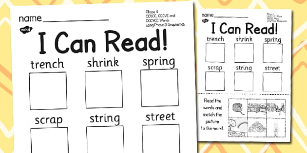 I Can Read Phase 4 Words Worksheet / Worksheet - Twinkl