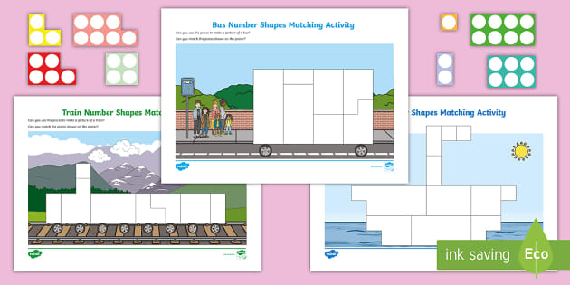 Transport-Themed Number Shape Matching Activities Resource Pack