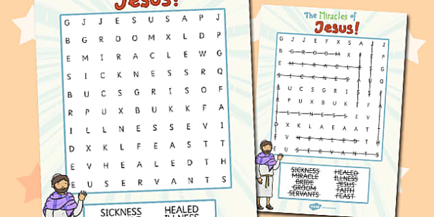 The Miracles of Jesus | Bible Story Word Search - Twinkl