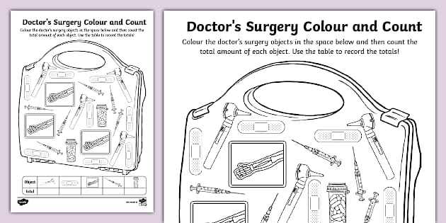 kids coloring pages doctors tools