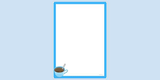 Simple Blank Tea With Spoon Page Border | Twink - Twinkl