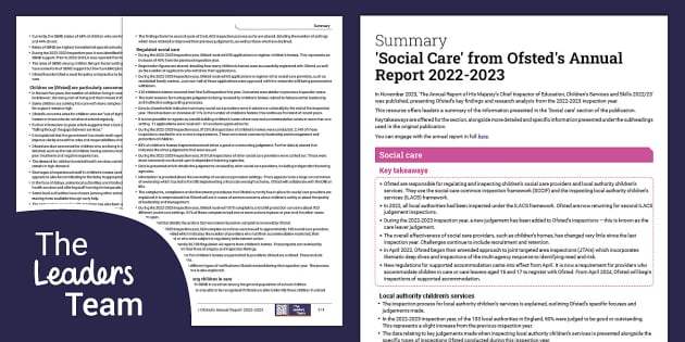 Summary: 'Social Care' from Ofsted's Annual Report 2022-2023