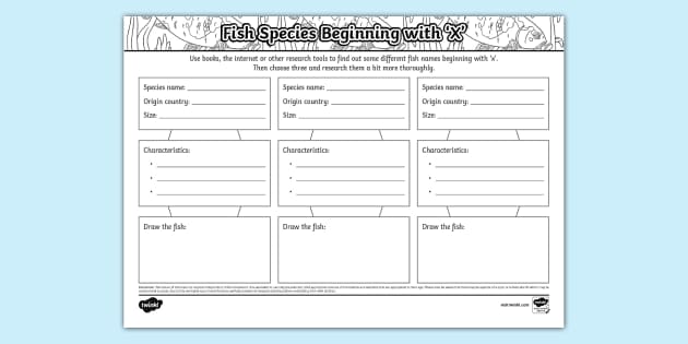 Fish Names Starting with 'X' Research Activity
