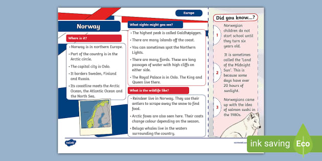 KS1 Norway Fact File (teacher made) - Twinkl