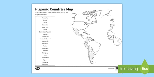 Hispanic Countries Map Labeling Activity (teacher made)