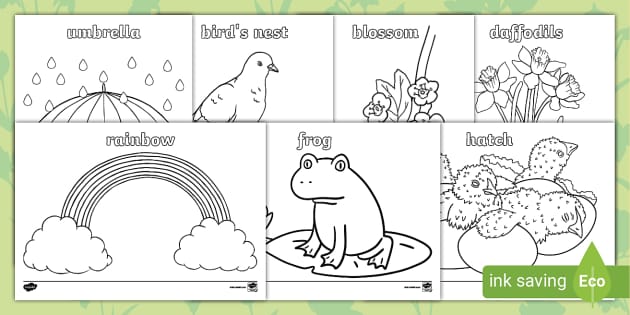 Spring Picture and Word Colouring Sheets | Twinkl - Twinkl