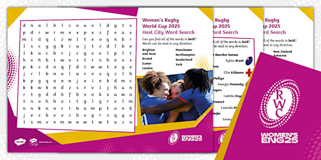 FREE! - Women's Rugby World Cup 2025: Word Search (Ages 5-11)