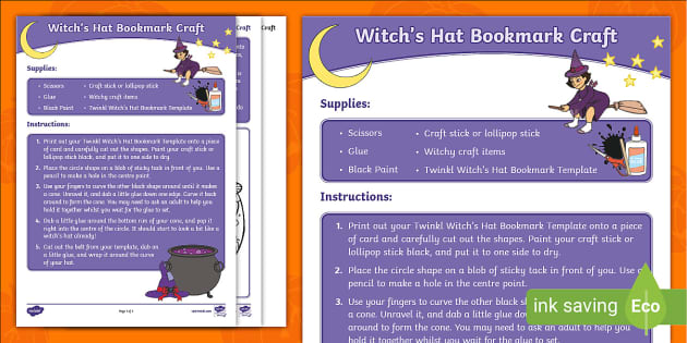 FREE! - Witch Hat Bookmark Craft (teacher made)