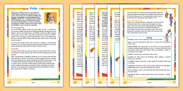 LKS2 Pride Differentiated Reading Comprehension Activity