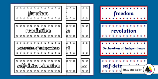 Independence Day Word Cards for 6th-8th Grade (teacher made)