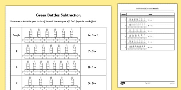 Green Bottles Subtraction (teacher made) - Twinkl
