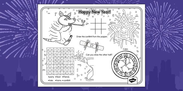 Happy New Year! Activity Place Mat (teacher made) - Twinkl