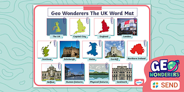Geo Wonderers KS1 The UK Pictorial Word Mat Lesson Two