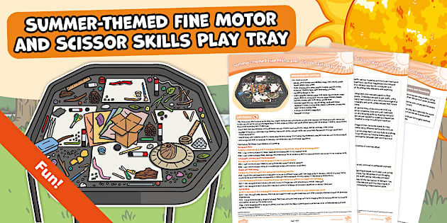 Summer-themed Fine Motor and Scissor Skills Play Tray