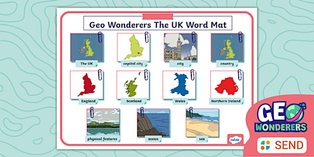 Geo Wonderers KS1 The UK Pictorial Word Mat Lesson Three
