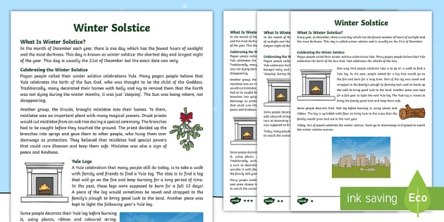 Winter Solstice Differentiated Fact File - Twinkl