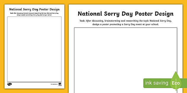 Sorry Day Poster Design Worksheet - Primary Resources