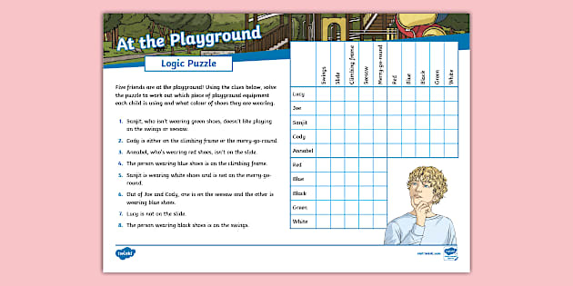 Fast Finishers At the Playground Logic Puzzle (teacher made) Fast Finishers At the Playground Logic Puzzle (teacher made)