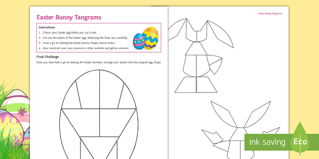 Easter Bunny Tangrams Worksheet / Worksheet (teacher made)
