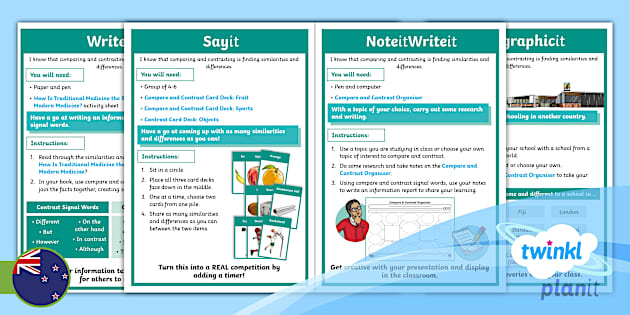 Phase 2 Writing: Writing to Inform Compare and Contrast: ChallengeIt Cards