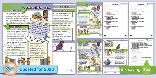 KS1 Anti-Bullying Week Differentiated Reading Comprehension Activity