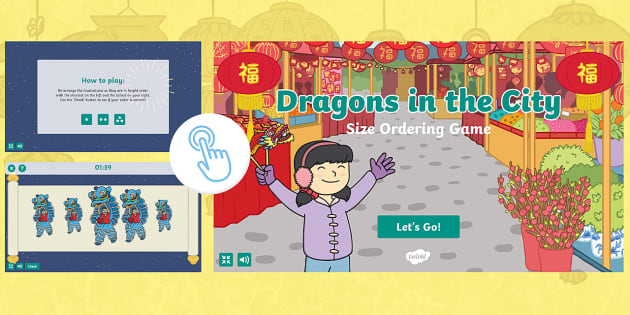 Dragons in the City Size Ordering Game EYFS | Twinkl Go!