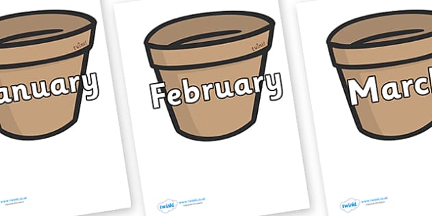FREE! - Months of the Year on Flower Pots - Twinkl