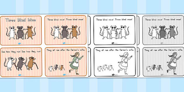 Three Blind Mice Story Sequencing 4 per A4 - Twinkl