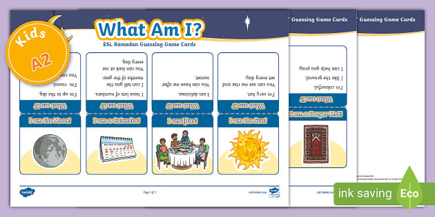 ESL Ramadan 'What Am I?' Cards [Kids, A2] (teacher made)
